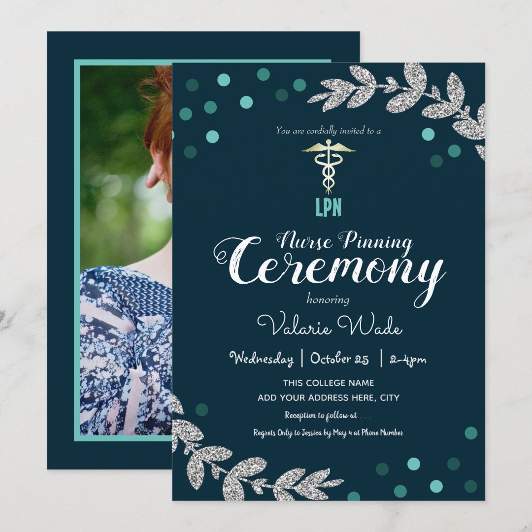 Confetti Graduation LPN Nurse Pinning Ceremony Invitation | Zazzle
