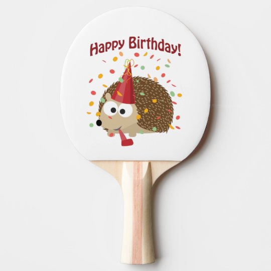 Confetti Happy Birthday Hedgehog Ping Pong Paddle | Zazzle.com