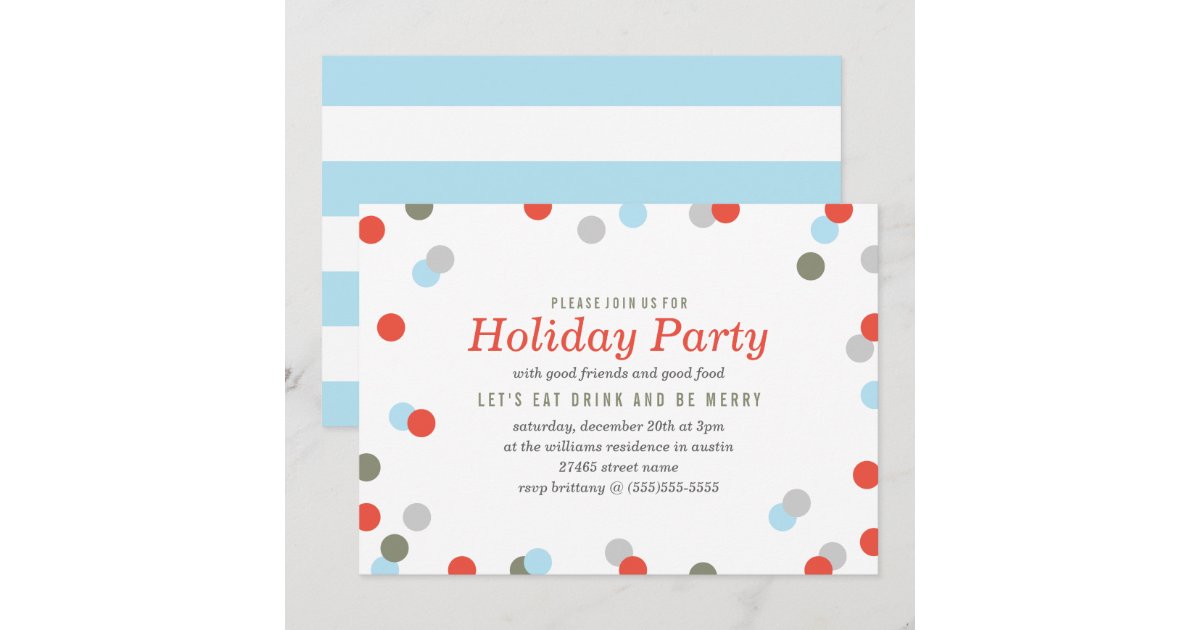Confetti Holiday Party Invitation | Zazzle