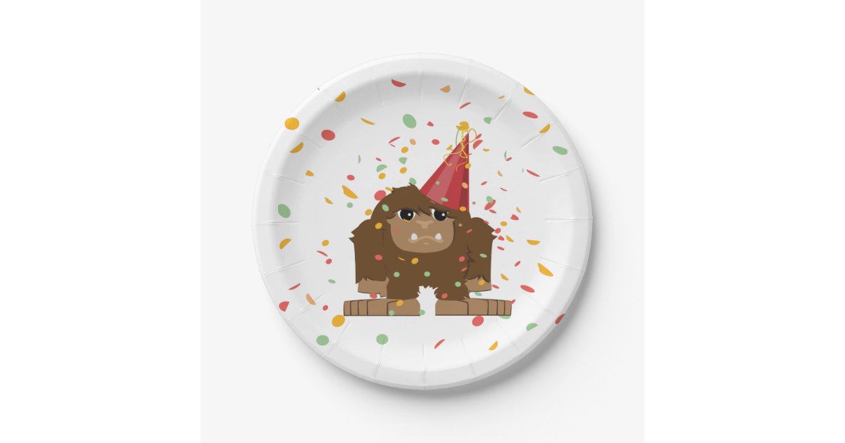 Confetti Party Sasquatch Bigfoot Paper Plates | Zazzle