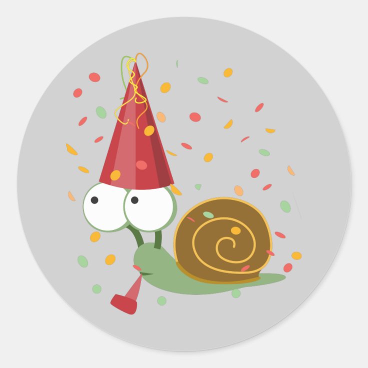 Confetti Party Snail Classic Round Sticker | Zazzle