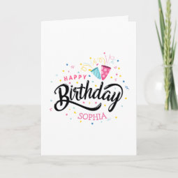 Confetti Personalized Happy Birthday Card | Zazzle