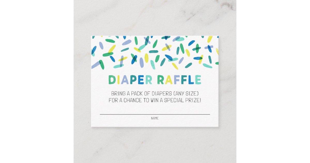 Confetti Sprinkle Diaper Raffle Enclosure Card | Zazzle