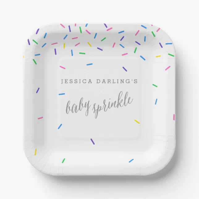 Confetti Sprinkles Baby Sprinkle Invitations Paper Plates | Zazzle