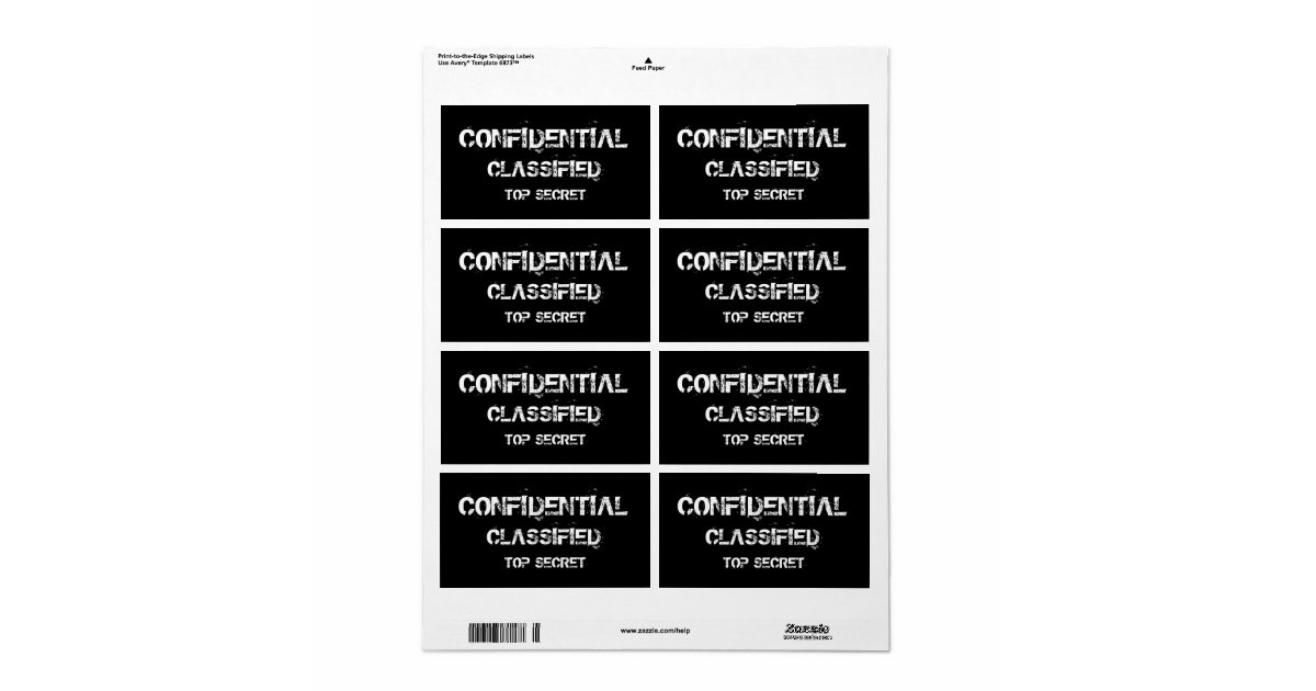 CONFIDENTIAL CLASSIFIED TOP SECRET LABELS | Zazzle