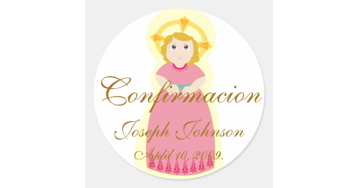 "Confirmacion' Sticker-Customize Classic Round Sticker | Zazzle