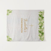 Confirmation Backdrop | Marble Gold Cross Lilies | Zazzle