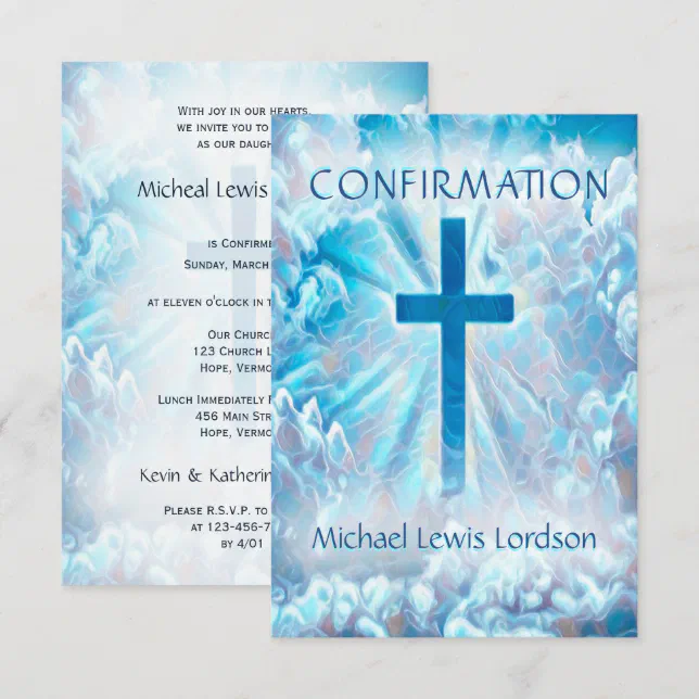 Confirmation Blue Skies Ahead Invitation | Zazzle
