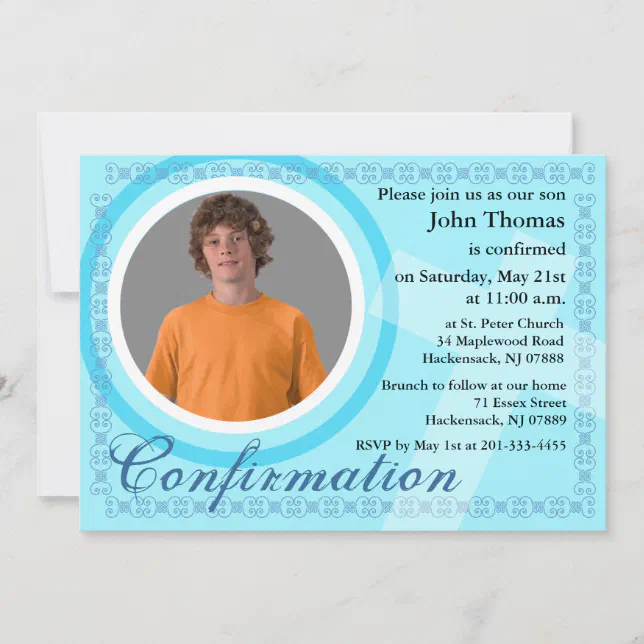 Confirmation Boy Invitation Blue | Zazzle