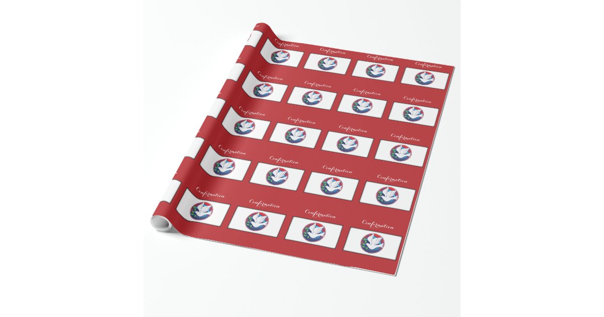 Confirmation Colorful Dove on Red Background Wrapping Paper | Zazzle