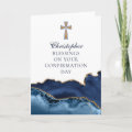 Confirmation Congratulations Navy Blue Gold Cross Card | Zazzle