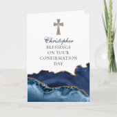 Confirmation Congratulations Navy Blue Gold Cross Card | Zazzle