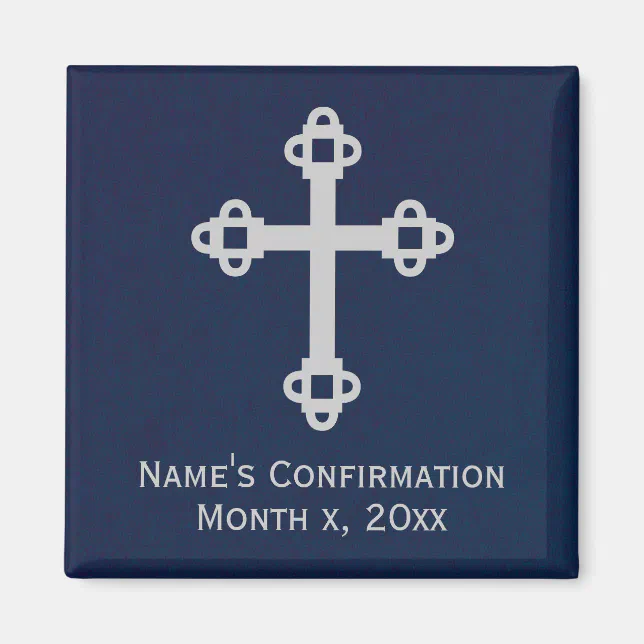 Confirmation Cross Magnet - Blue and Silver | Zazzle