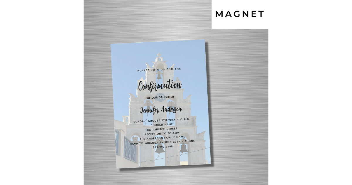 Confirmation custom photo church luxury magnetic invitation | Zazzle