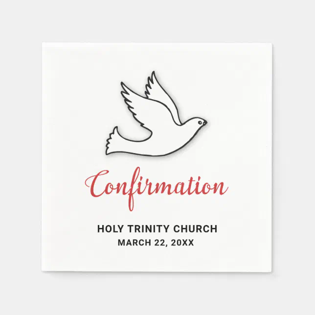 Confirmation Customize Dove with Red Napkins | Zazzle
