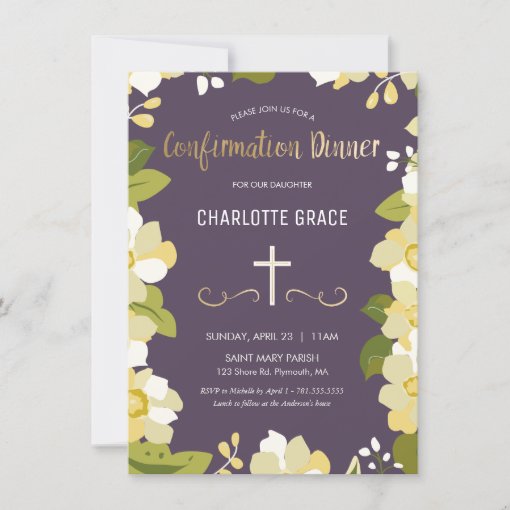 Confirmation Dinner Invitation, Girl's, Custom Invitation | Zazzle