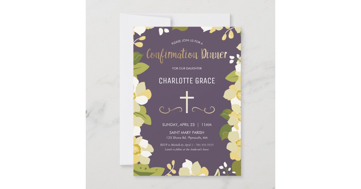 Confirmation Dinner Invitation, Girl's, Custom Invitation | Zazzle