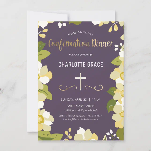Confirmation Dinner Invitation, Girl's, Custom Invitation | Zazzle