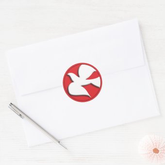 Confirmation Dove in Red Circle Classic Round Sticker | Zazzle