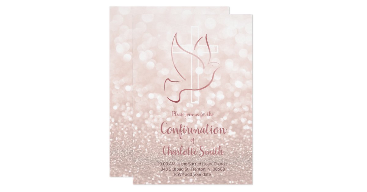 Confirmation faux glitter invitation | Zazzle.com