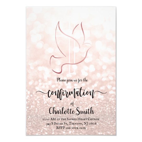 Confirmation faux rose gold glitter texture invitation | Zazzle.com