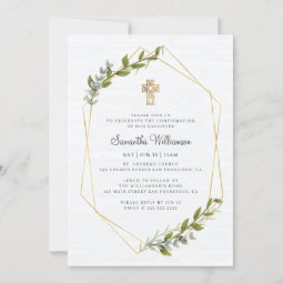 Confirmation For Her Rustic Geometric Floral Invitation | Zazzle
