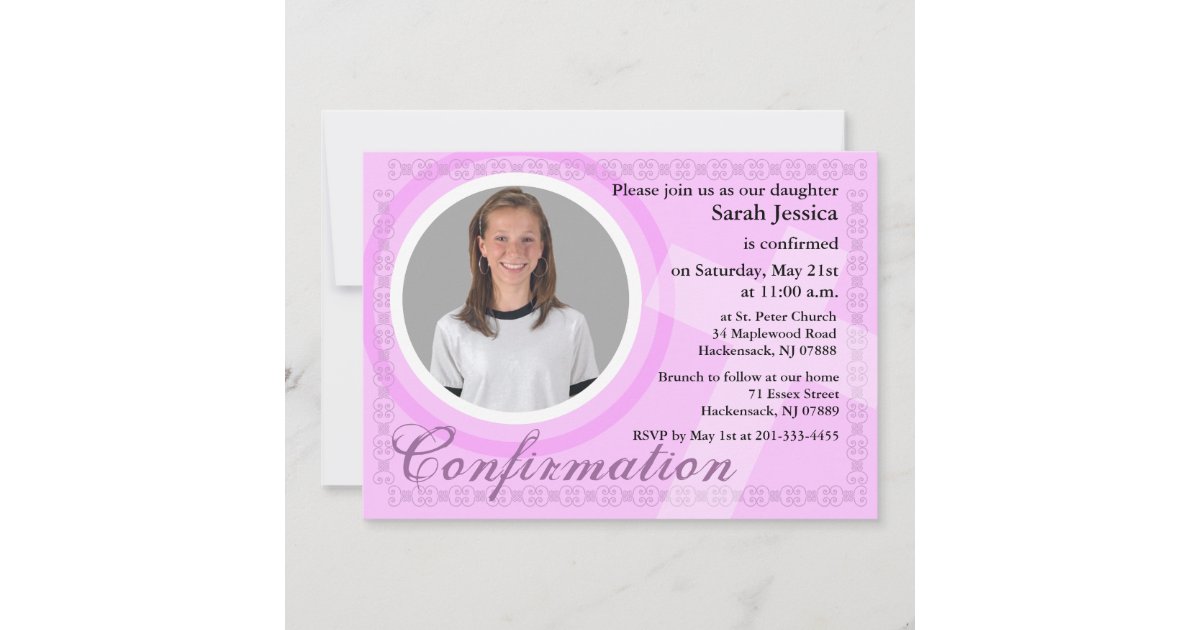 Confirmation Girl Invitation Pink | Zazzle