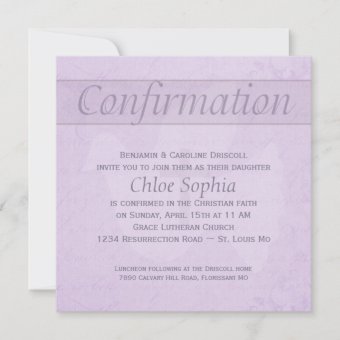 Confirmation Holy Spirit Dove and Cross Lilac Invitation | Zazzle