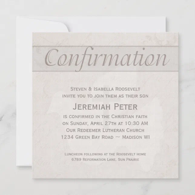 Confirmation Holy Spirit Dove With Cross Taupe Invitation | Zazzle