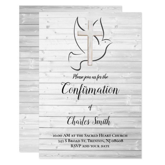 confirmation Holy Spirit | white wood Invitation | Zazzle.com