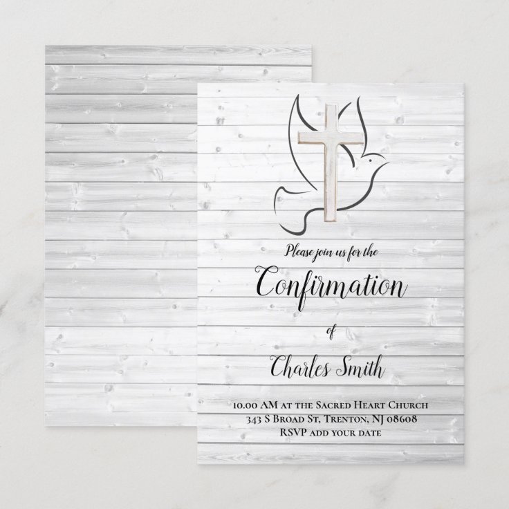 confirmation Holy Spirit | white wood Invitation | Zazzle