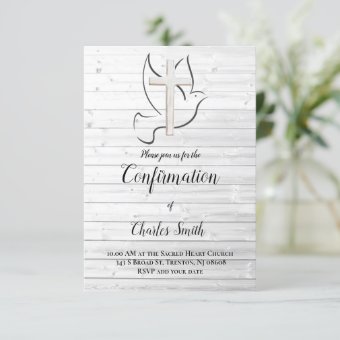 confirmation Holy Spirit | white wood Invitation | Zazzle