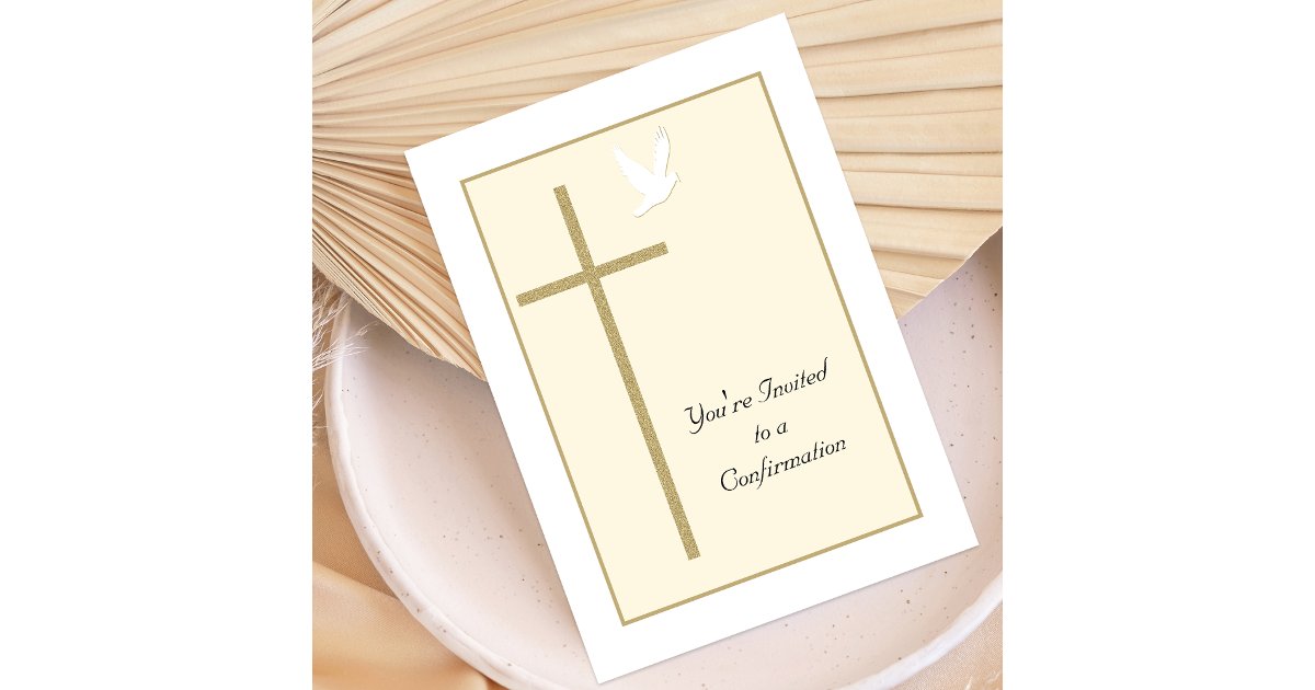 Confirmation Invitation Cross and Dove | Zazzle