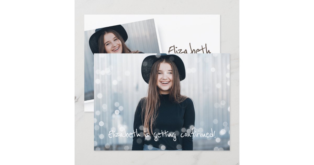 Confirmation Invitation Custom Photo Fairy Lights | Zazzle