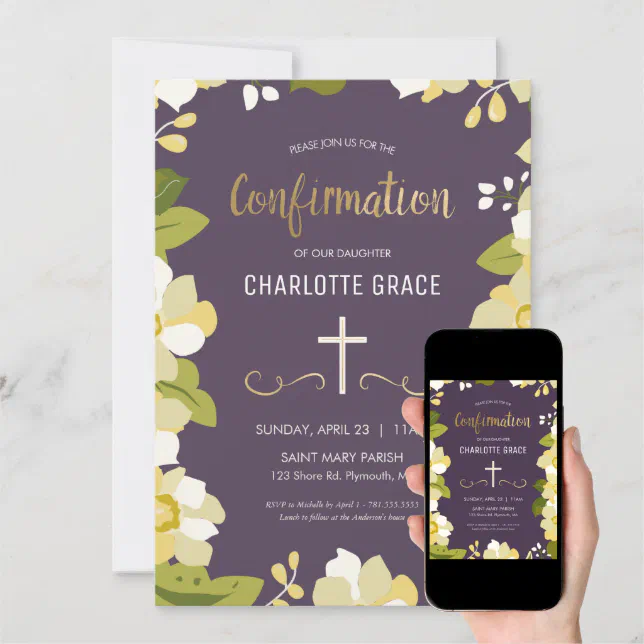 Confirmation Invitation, Girl's, Personalize Invitation | Zazzle