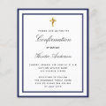 Confirmation navy blue white budget invitation flyer | Zazzle