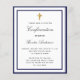 Confirmation navy blue white budget invitation flyer | Zazzle