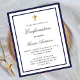 Confirmation navy blue white budget invitation flyer | Zazzle