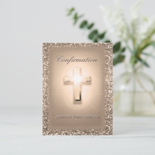Confirmation Rose Cross Post Card | Zazzle