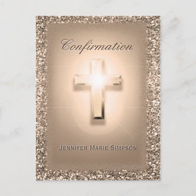Confirmation Rose Cross Post Card | Zazzle