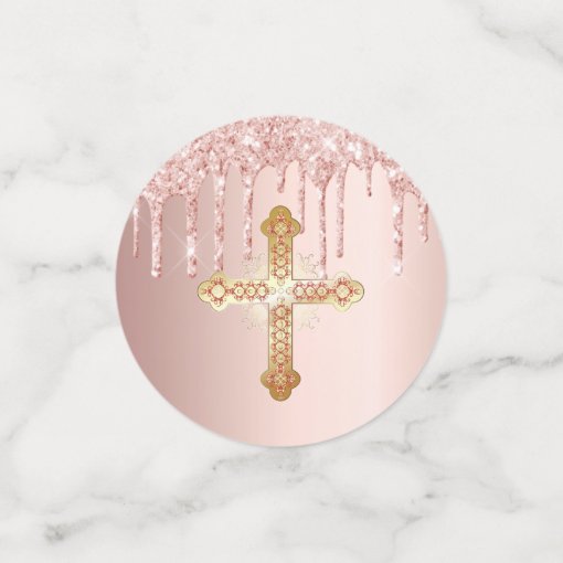 Confirmation rose gold glitter drips photo confetti | Zazzle