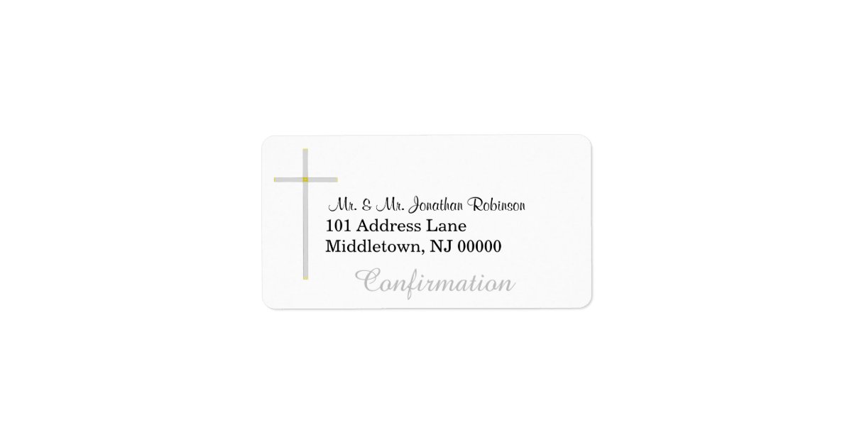 Confirmation Silver Cross Address Labels | Zazzle