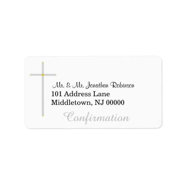 Confirmation Silver Cross Address Labels | Zazzle
