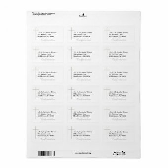 Confirmation Silver Cross Address Labels | Zazzle