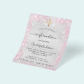 Confirmation silver glitter pink budget invitation flyer | Zazzle