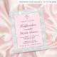 Confirmation silver pink glitter budget invitation flyer | Zazzle
