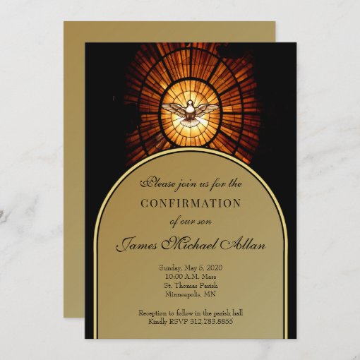 Confirmation Stained Glass Religious Holy Spirit Invitation | Zazzle
