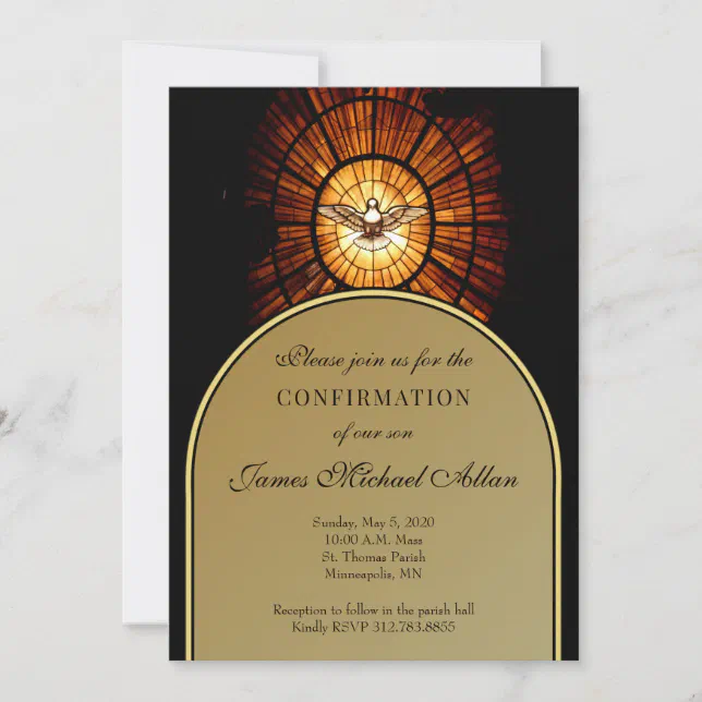 Confirmation Stained Glass Religious Holy Spirit Invitation | Zazzle