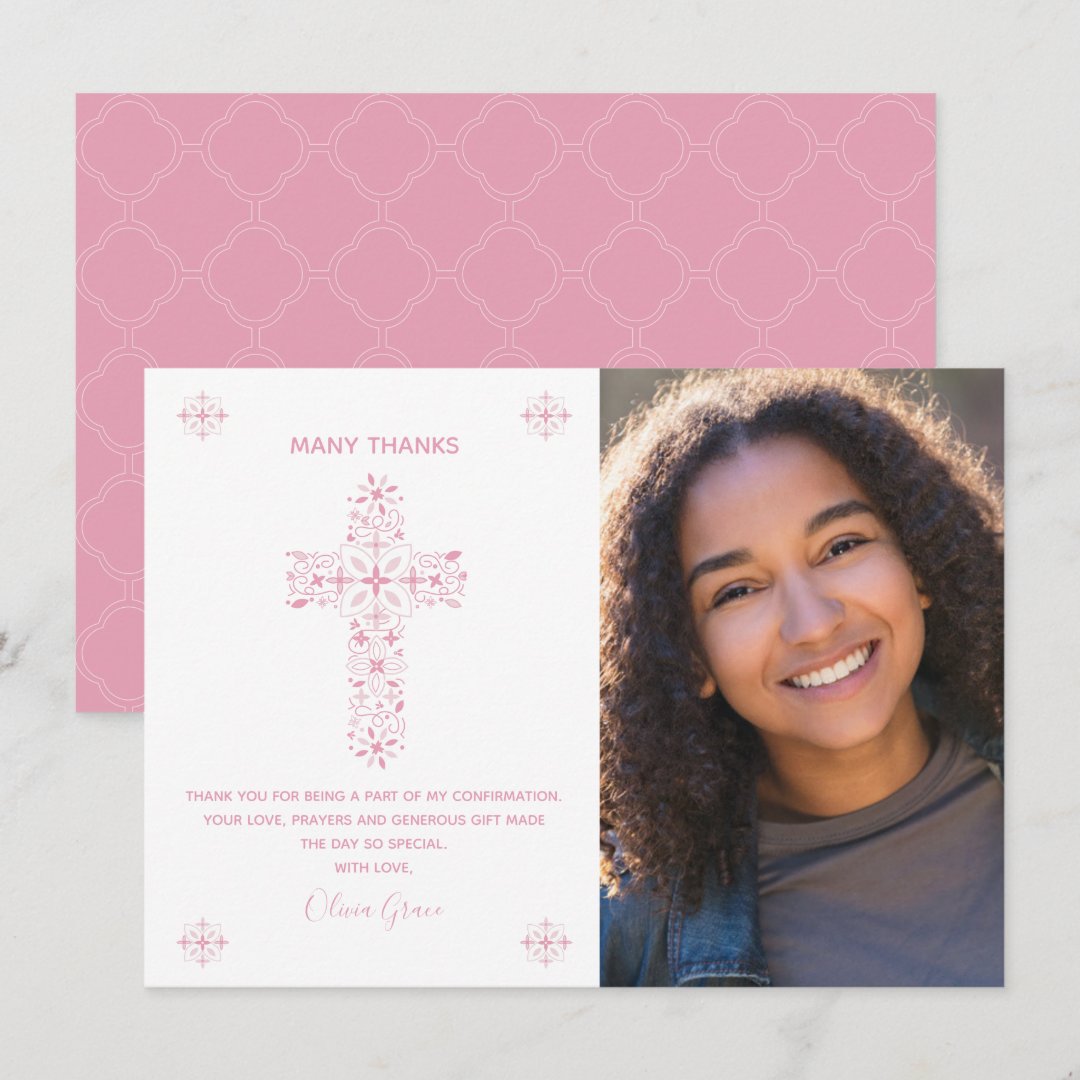 Confirmation Thank You Card - Girl - Photo | Zazzle
