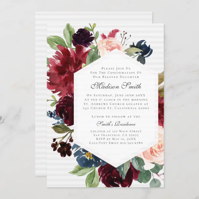 Confirmation Watercolor Floral Invitation | Zazzle